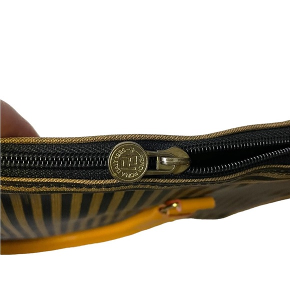 Bags | Vintage Fendi Striped Gray Tan Penguin Briefcase Bag | Poshmark